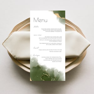 Emerald Green Menu Card Template, Menu Card, Modern Wedding Menu, 100% ...