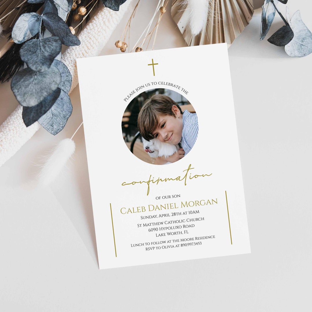 Gold Confirmation Invitation Template Photo Confirmation Invitation ...