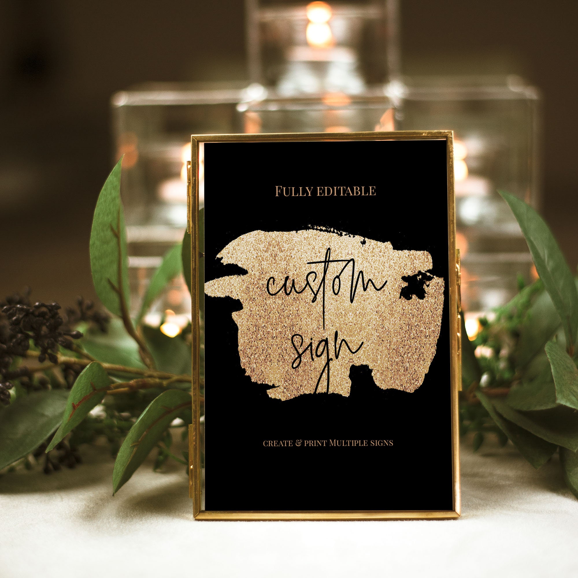 Black and Gold Custom Sign Template Unlimited Wedding Sign - Etsy