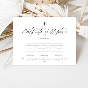 PRINTED Certificate of Baptism Modern Printed and Shipped Certificate ...