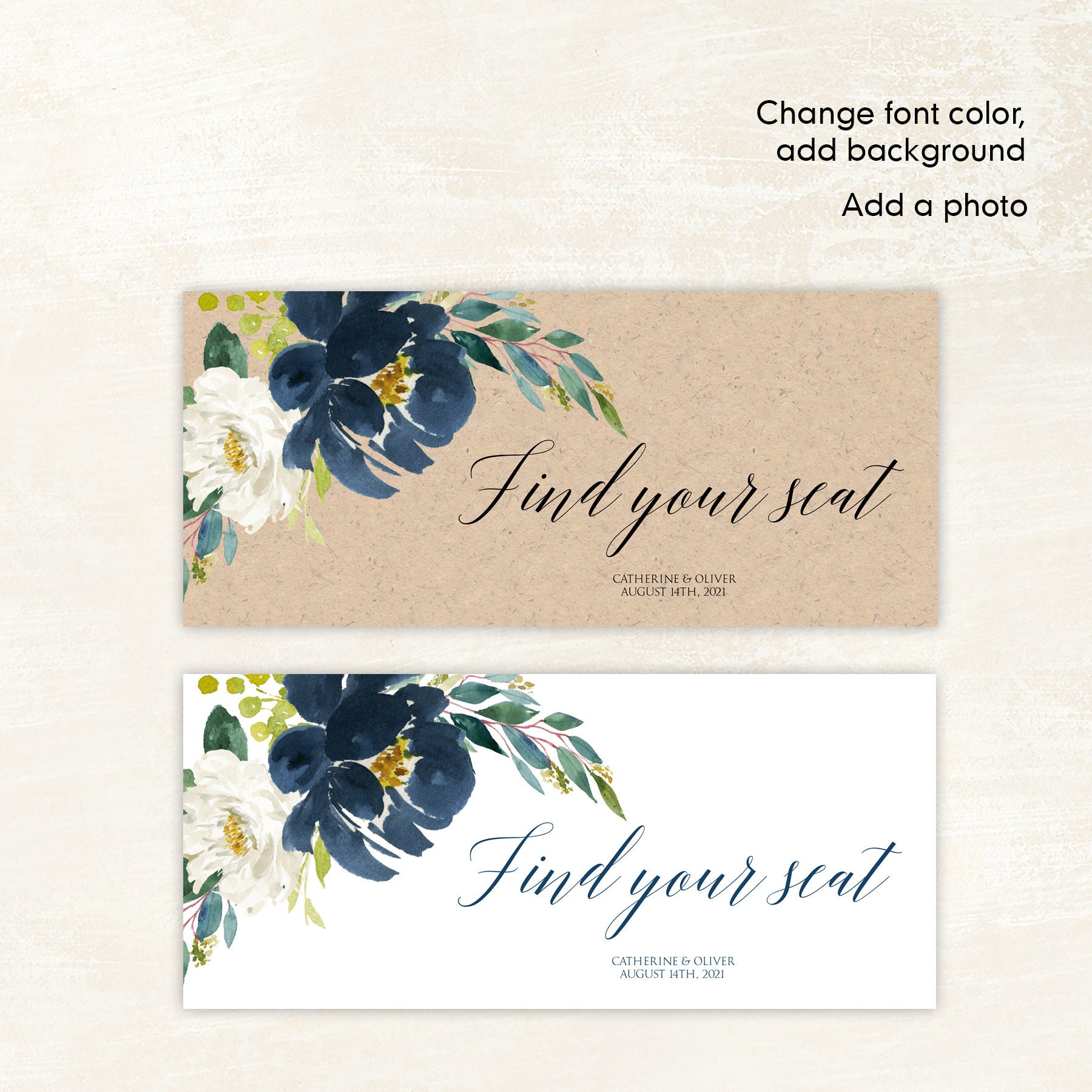 Editable Seating Table Cards Navy Table Cards Template Navy - Etsy