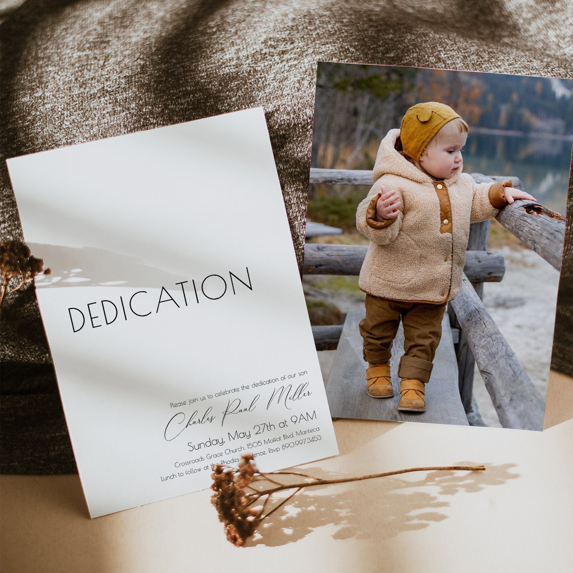 Simple Modern Dedication Invitation Template Minimalist | Etsy