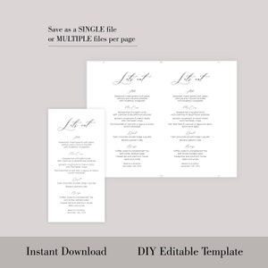 Elegant Menu Card Template, Menu Template, Modern Wedding Menu, 100% ...