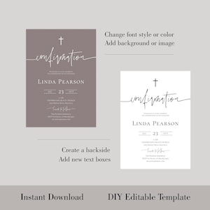 Confirmation Invitation Template Download Modern Confirmation DIY ...