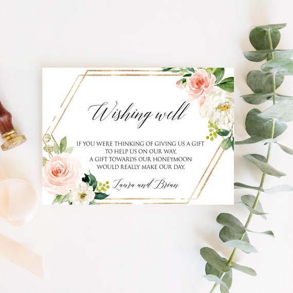Blush Wishing Well Card Printable Wishing Well Card Wishing | Etsy