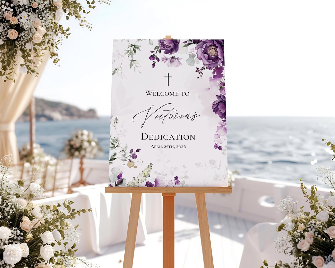 Purple Dedication Welcome Sign Template Religious Welcome Boho ...