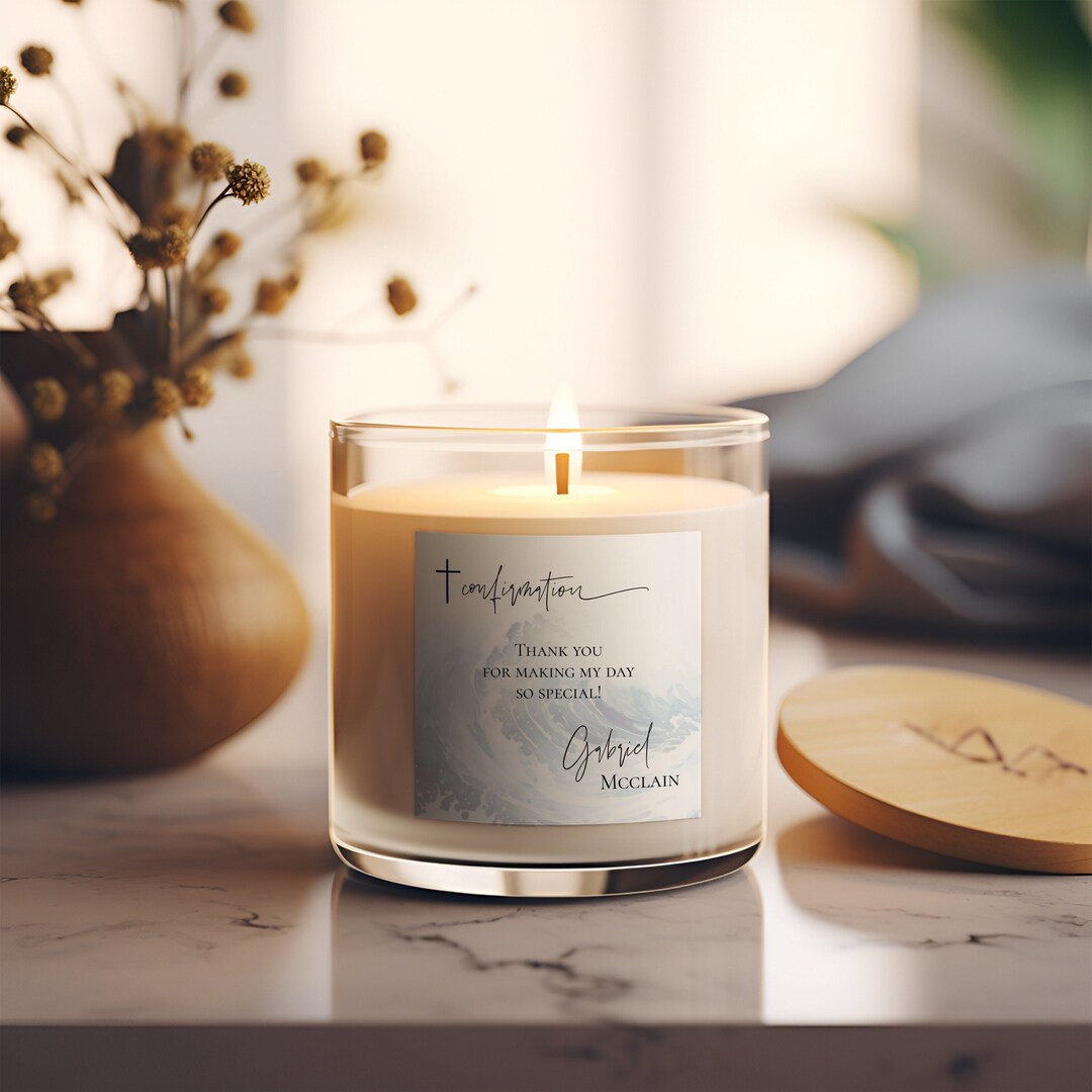 Confirmation Candle Label Template Download Thank You Favor Boy ...