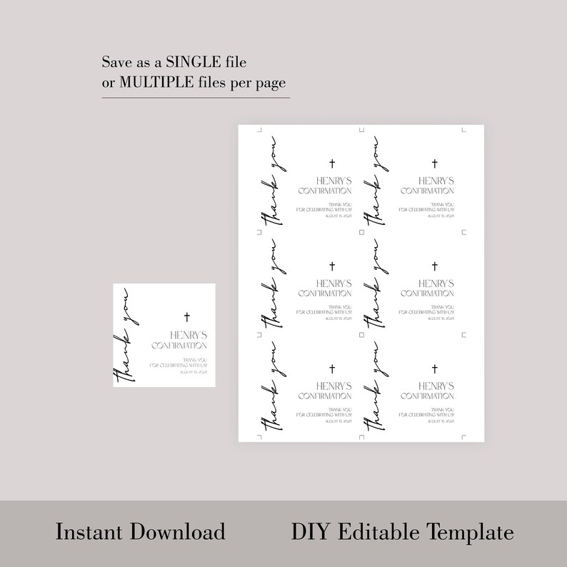 Minimalist Confirmation Candle Label Template Modern Thank - Etsy