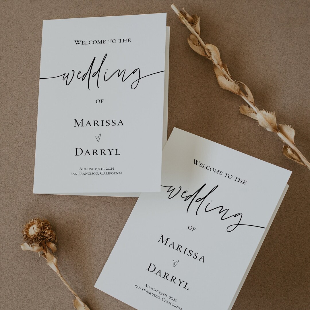 Wedding Program Template Folded Booklet Download Ceremony Template ...