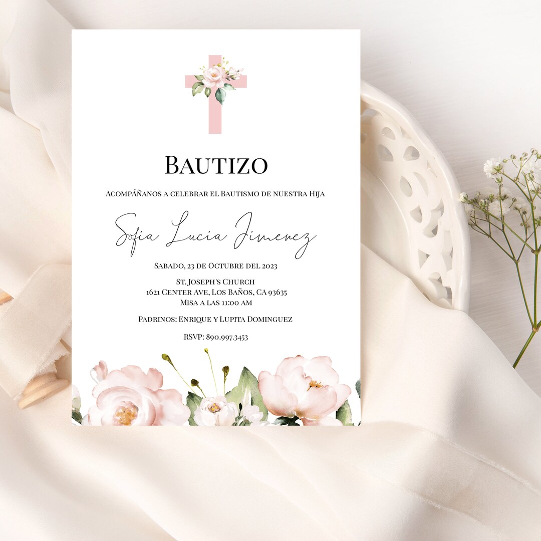 Invitacion De Bautizo, Bautizo Invitation in Spanish, Invitaciones ...
