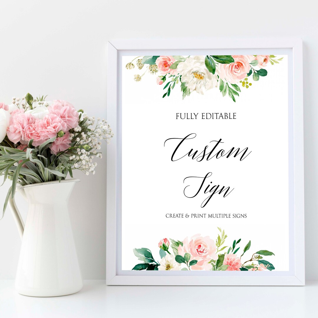Unlimited Wedding Sign Templet, Editable Custom Sign, Printable Party ...