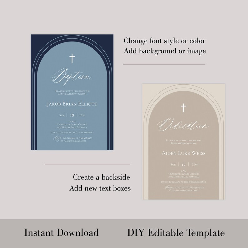 Beige Dedication Invitation Template Dedication With Arch Religious ...