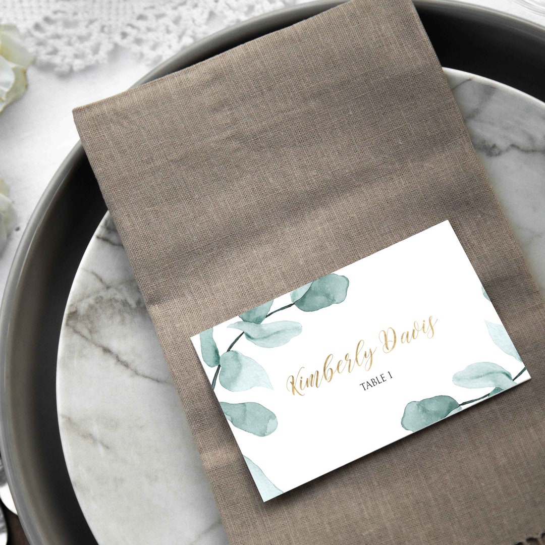 Place Card Template Greenery Place Card Wedding Place Card - Etsy