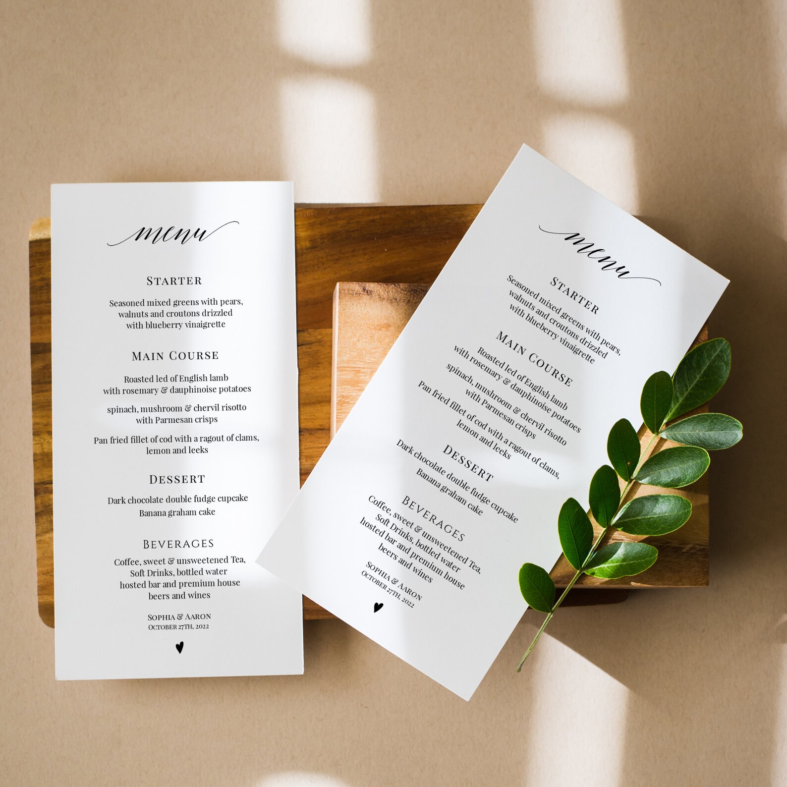 Classic Menu Card Template Simple Menu Modern Wedding Menu - Etsy Canada