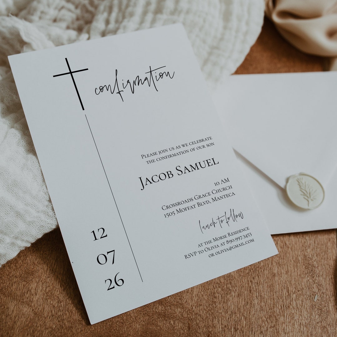 Confirmation Invitation Modern Template Confirmation Minimalist Boy and ...