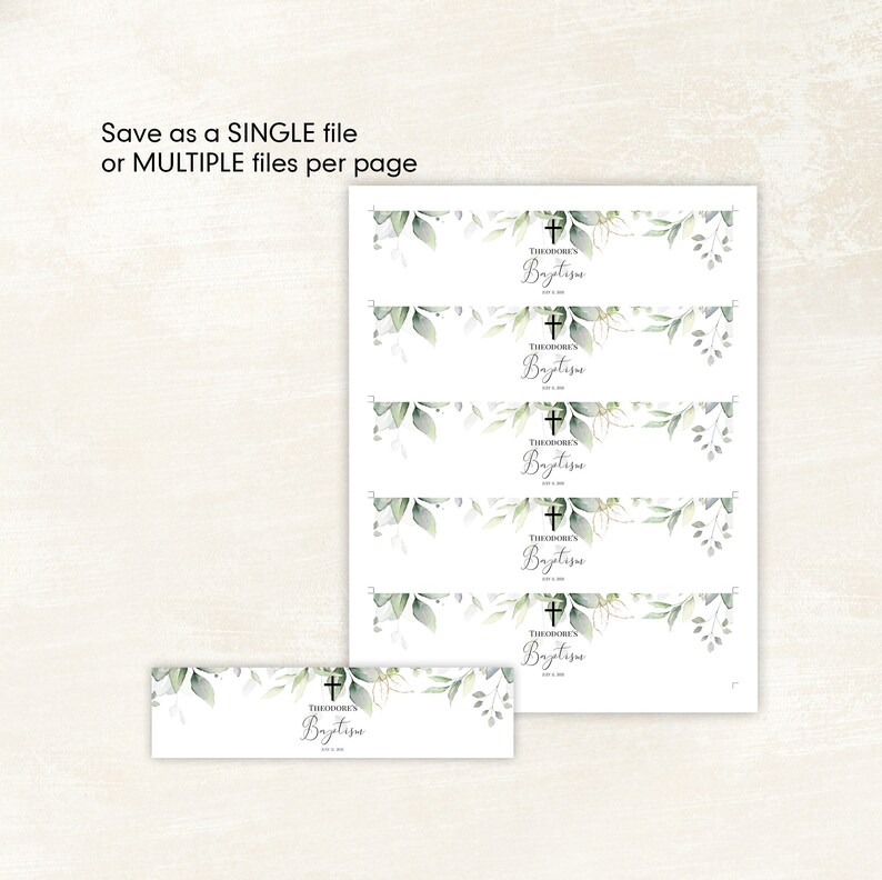 Gold Greenery Water Bottle Label Template Water Bottle Label - Etsy