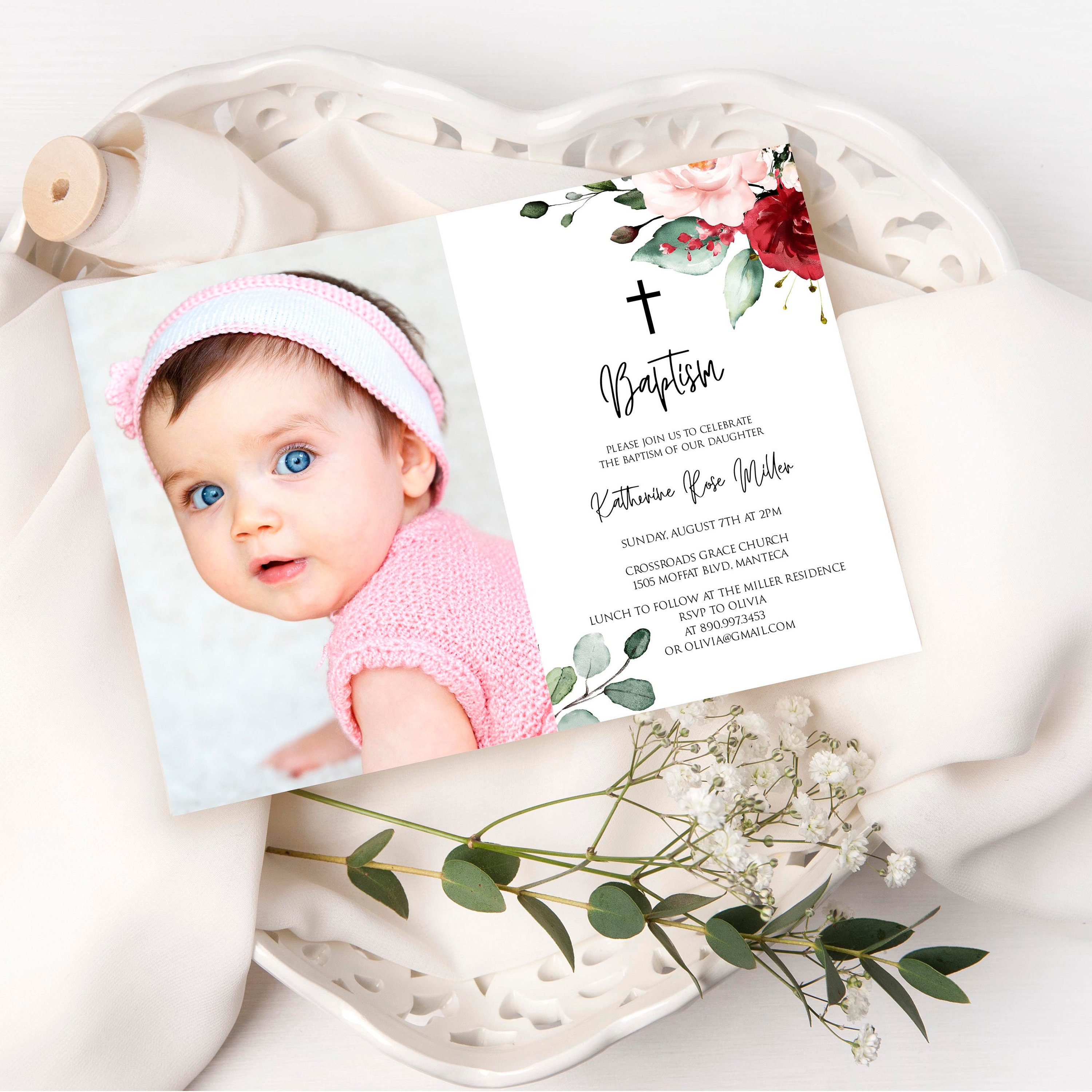 Girl Baptism Invitation Editable Baptism Invite Baptism - Etsy