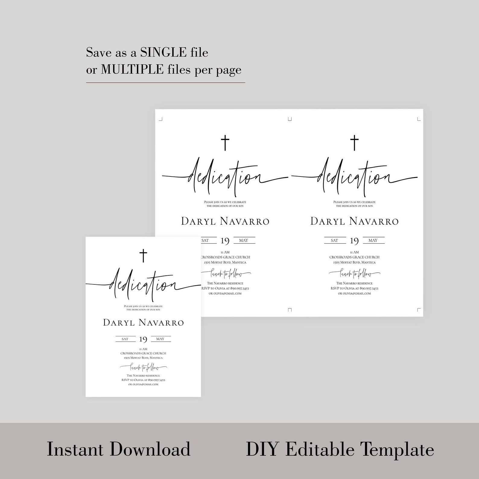 Dedication Invitation Template Download Modern Dedication Card Minimal ...