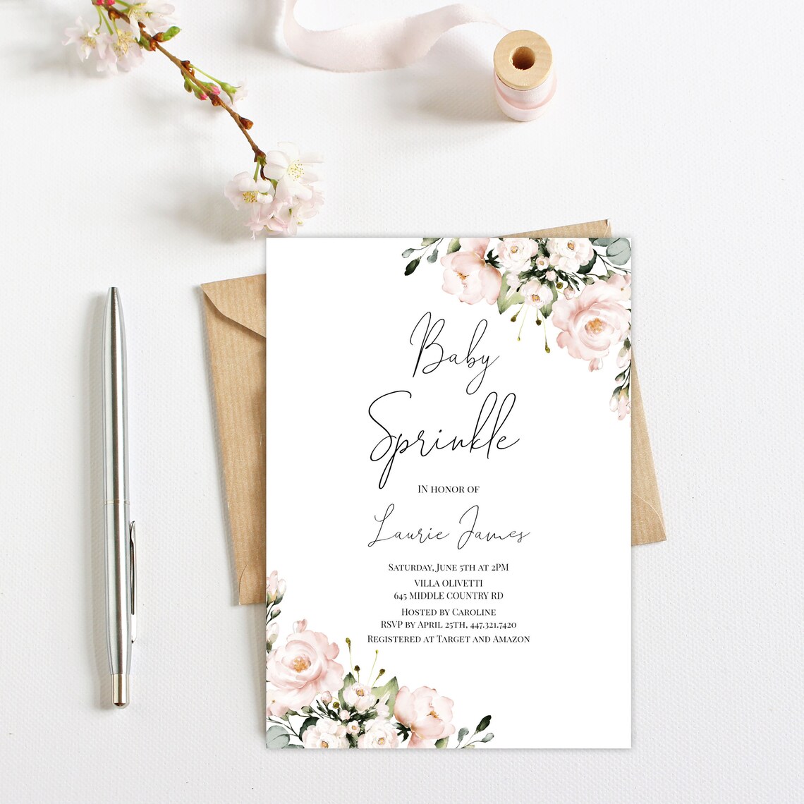 Baby Sprinkle Invitation Template Girl Baby Sprinkle - Etsy