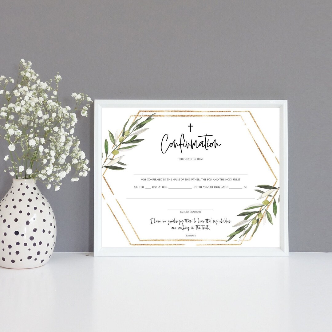 PRINTED Olive Branch Confirmation Certificate Shipped Confirmation ...