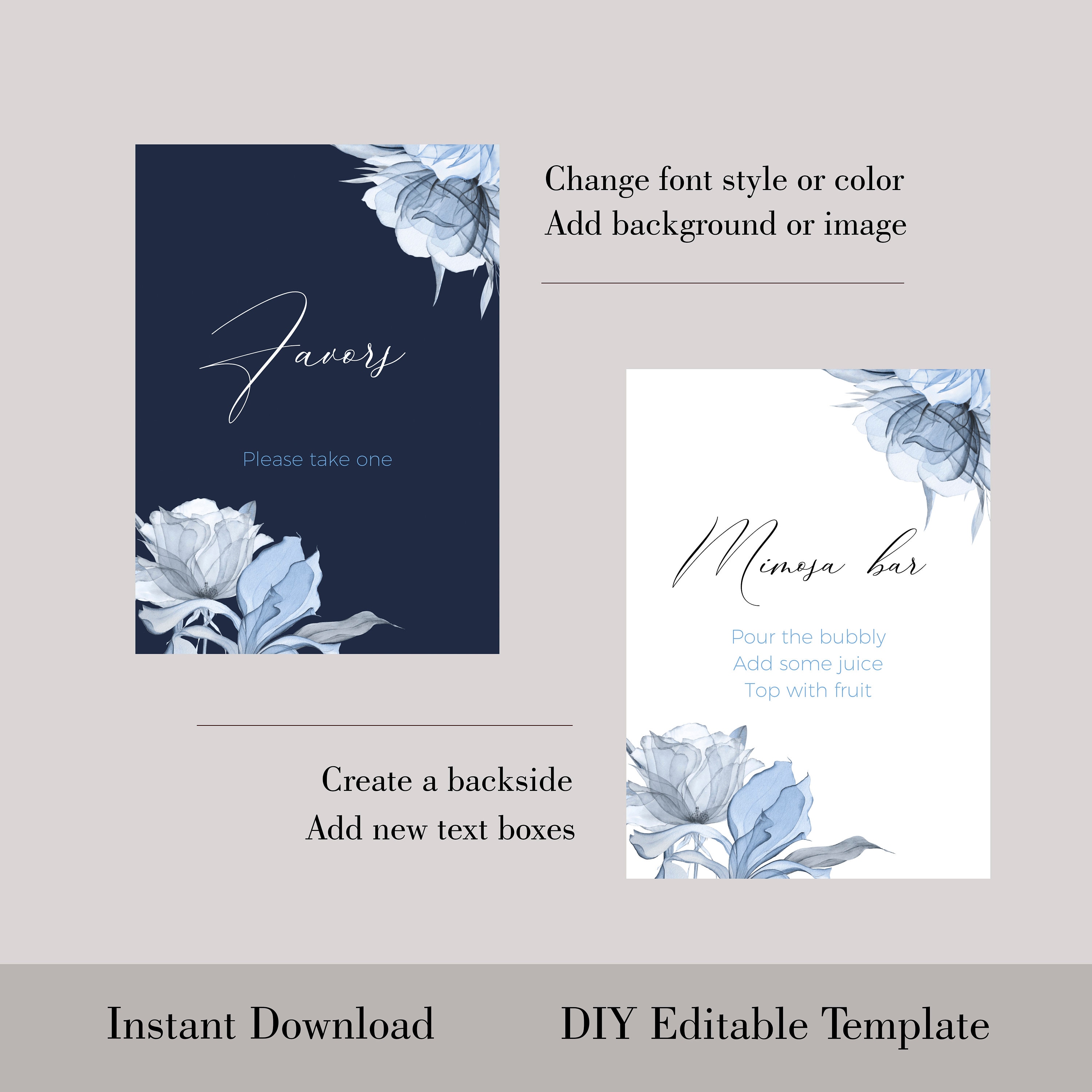 Dusty Blue Custom Sign Template, Fully Editable Sign, Unlimited Wedding ...