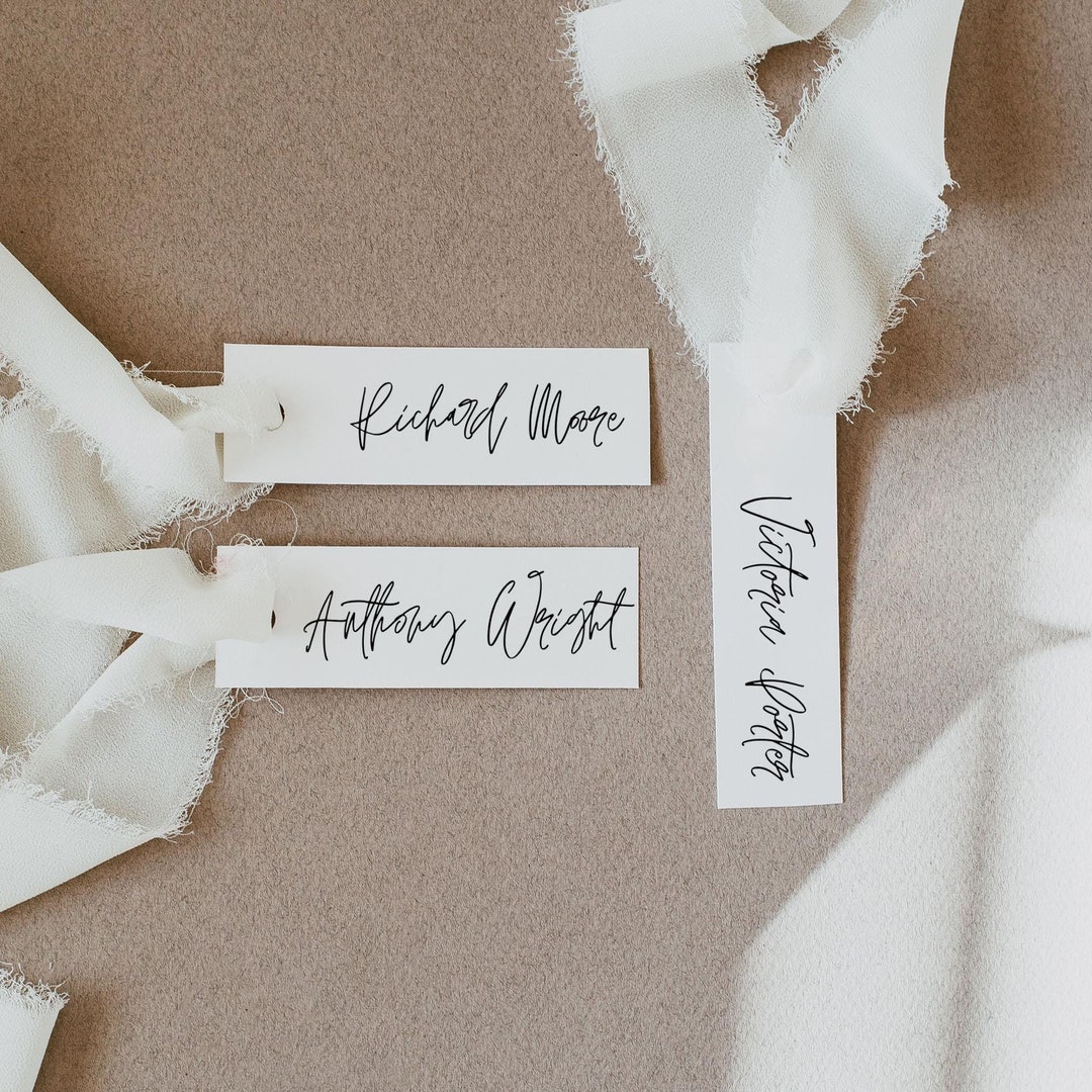 Minimal Name Tag Template Modern Name Tag Minimalist Slim Wedding Place ...
