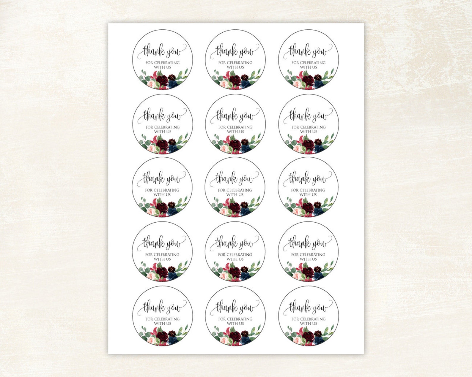 Round Thank You Tag Thank You Tag Favor Tag Printable | Etsy