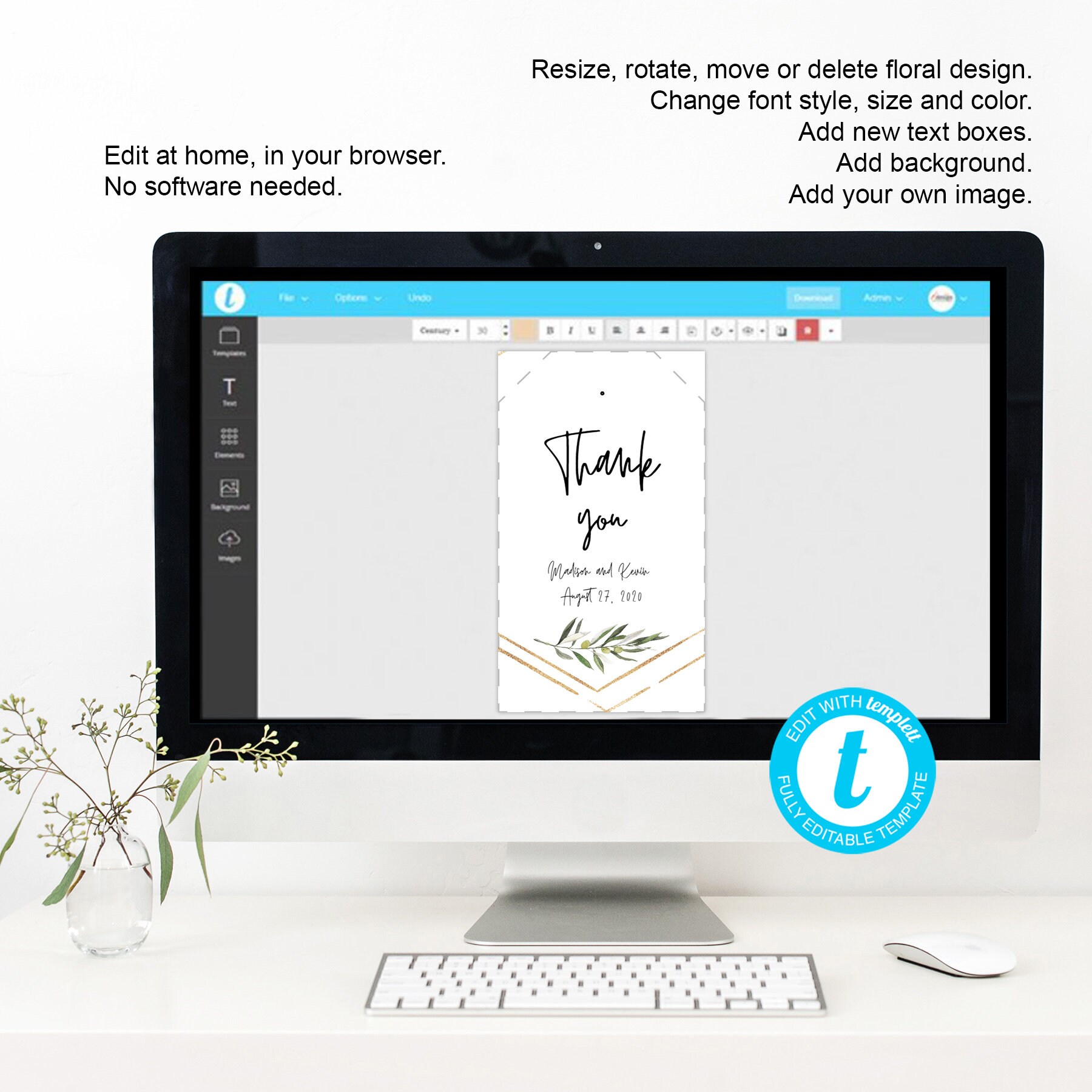 Favor Tag Templett Thank You Tag Favor Tag Printable | Etsy