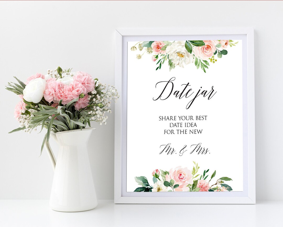 Blush Date Jar Sign, Date Night Sign, Date Jar Ideas, Date Ideas Sign ...