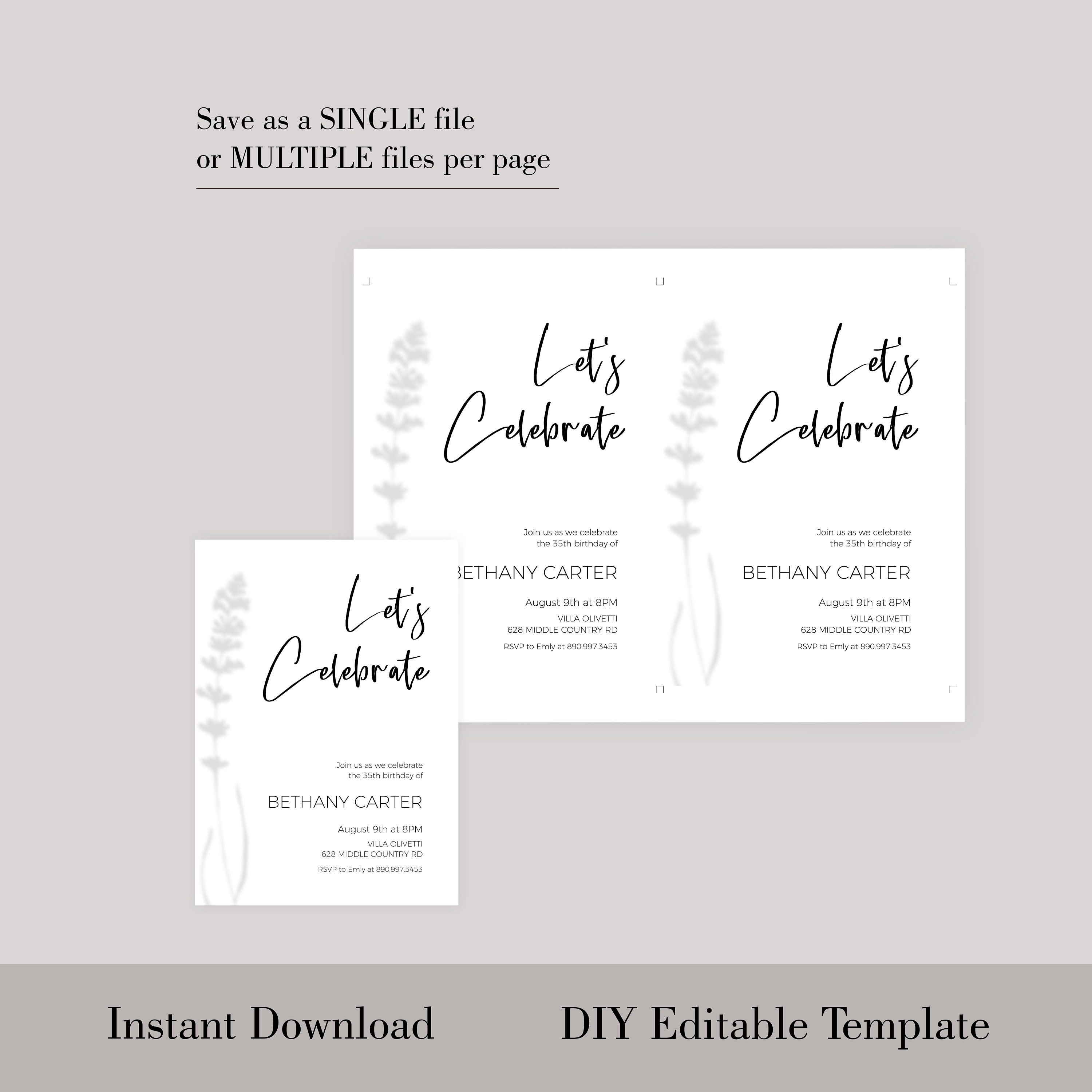 Modern Birthday Invitation Template Printable Birthday - Etsy