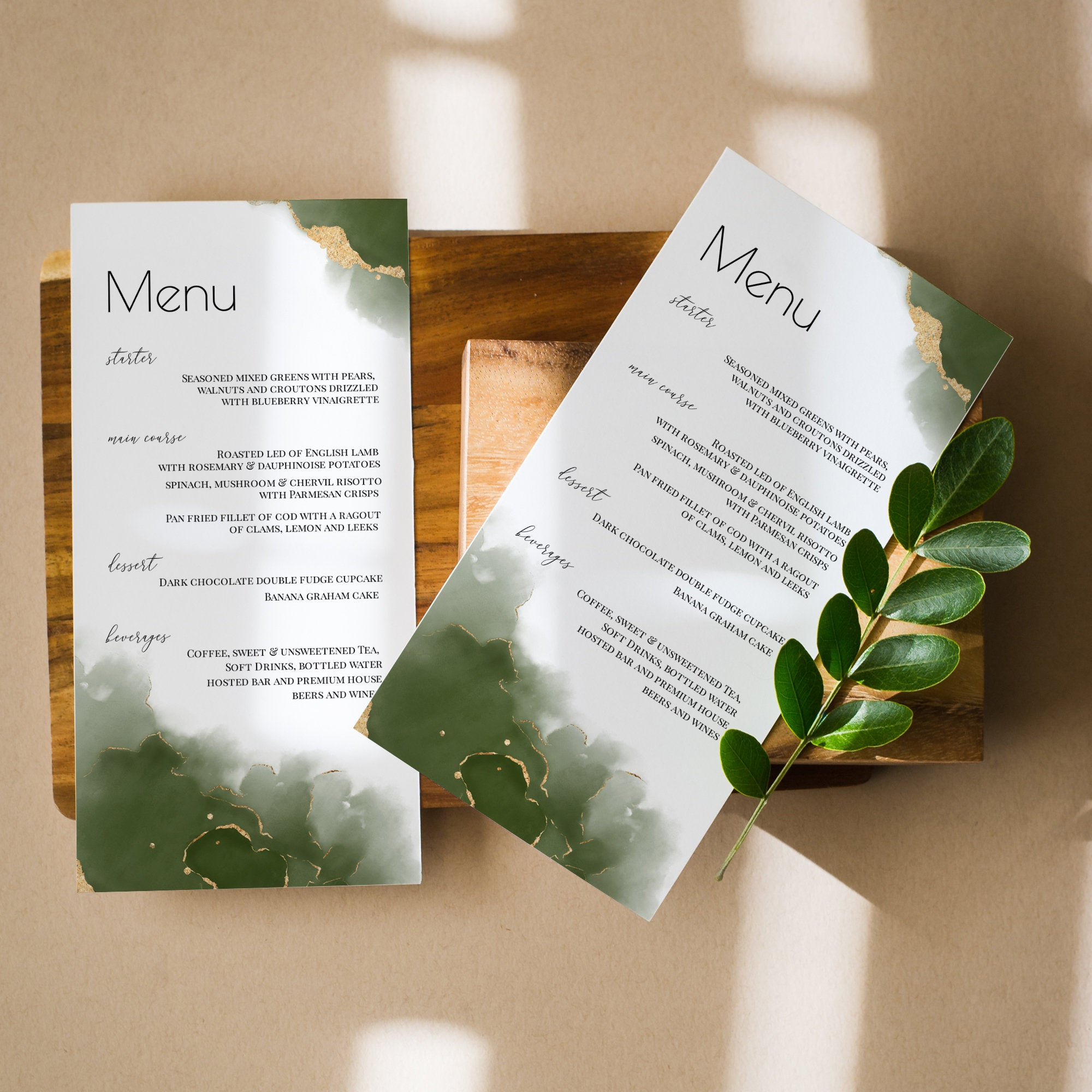 Emerald Green Menu Card Template Menu Card Modern Wedding - Etsy