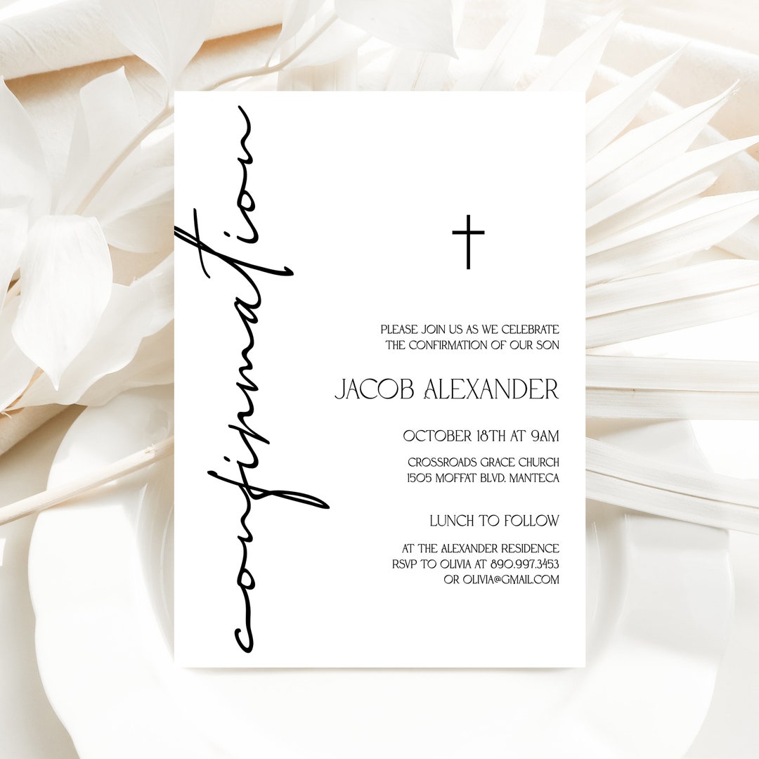 Modern Confirmation Invitation Template Boy Confirmation Gender Neutral ...