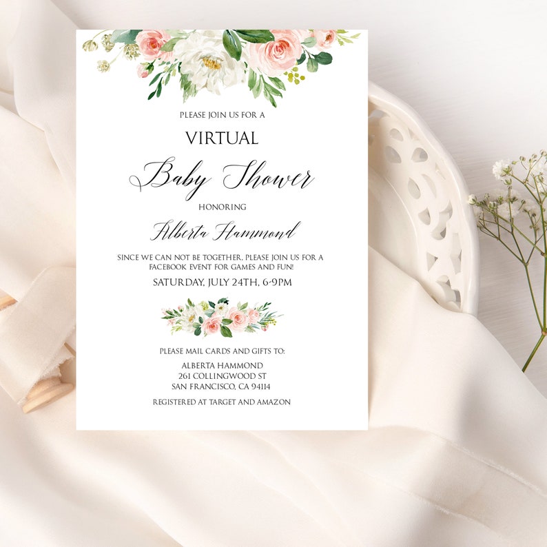Virtual Baby Shower Invitation Template Shower by Mail Long | Etsy