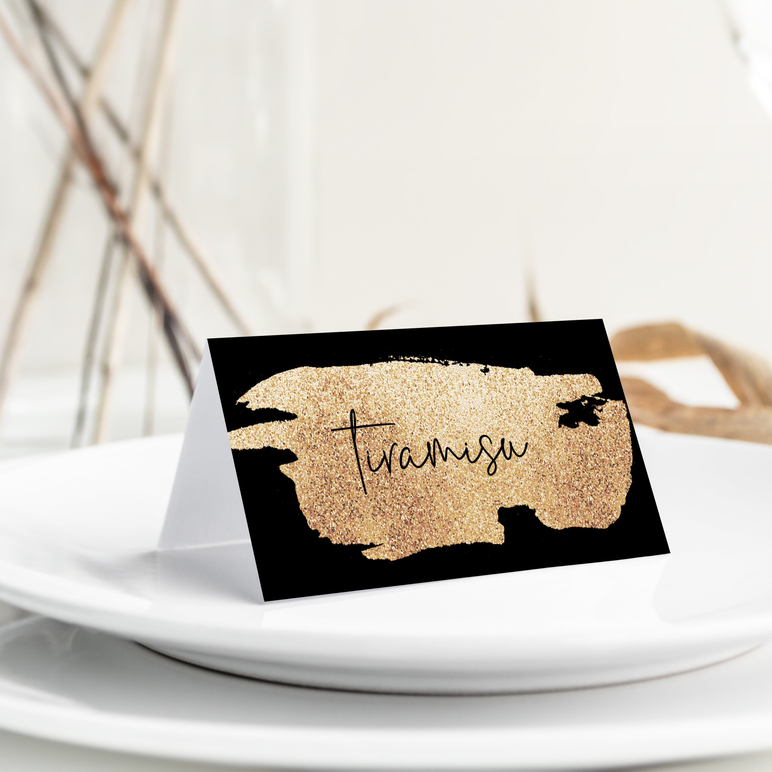 Black and Gold Buffet Food Card Template Templett Buffet - Etsy