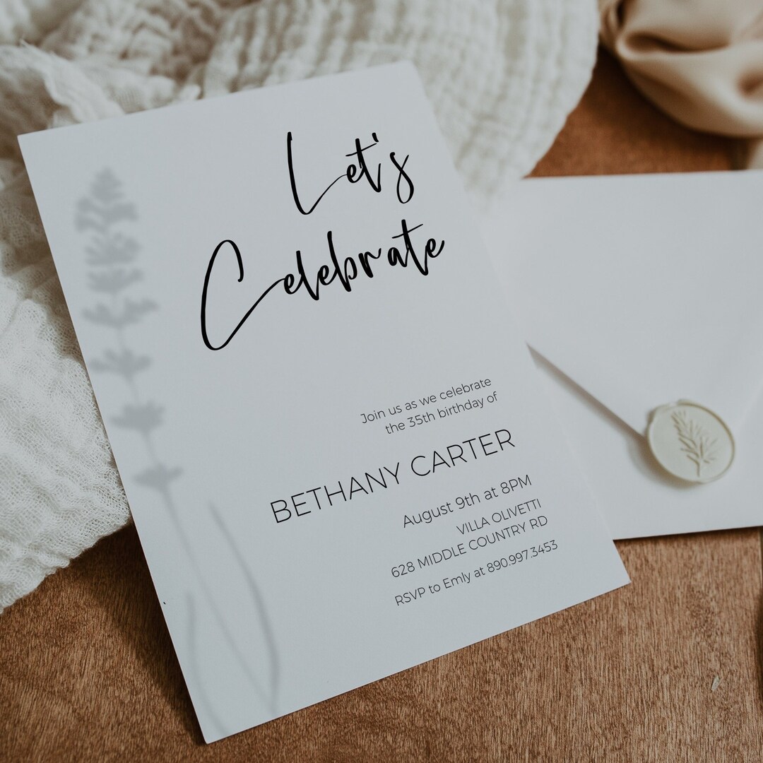 Modern Birthday Invitation Template, Printable Birthday Invite, Male ...