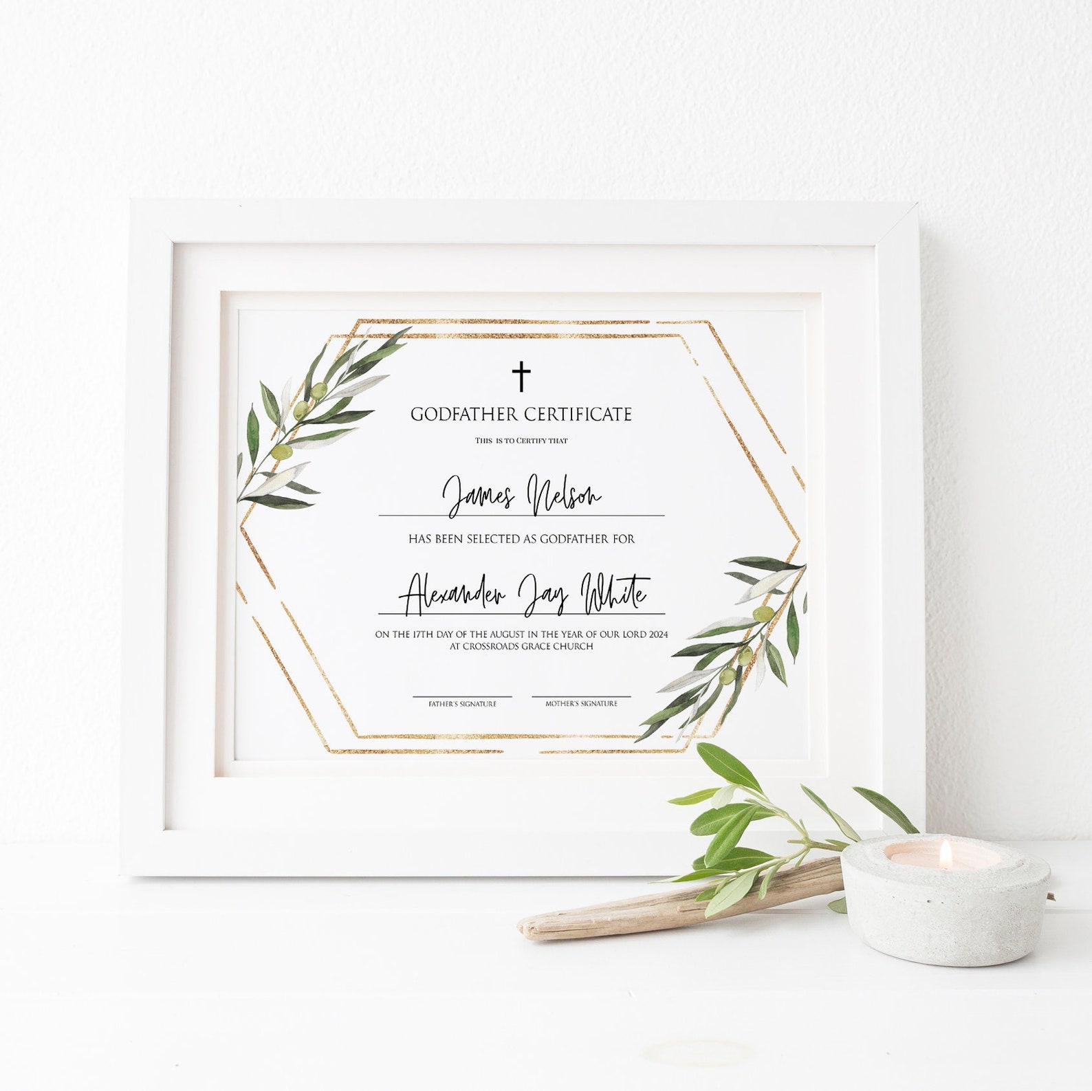 Godfather Certificate Template 100% Editable Godmother - Etsy