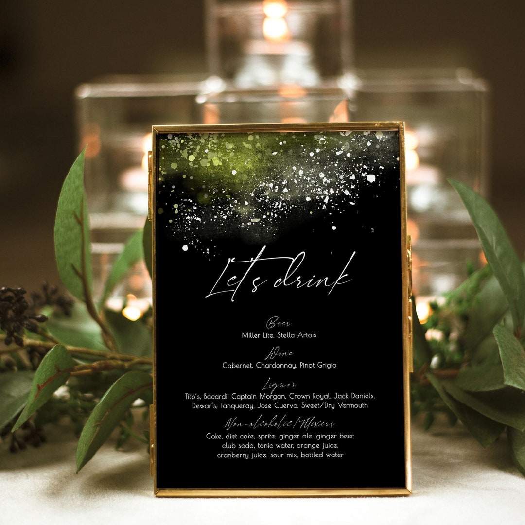 Black and White Bar Menu Template, Open Bar Menu, 8x10 Bar Menu ...