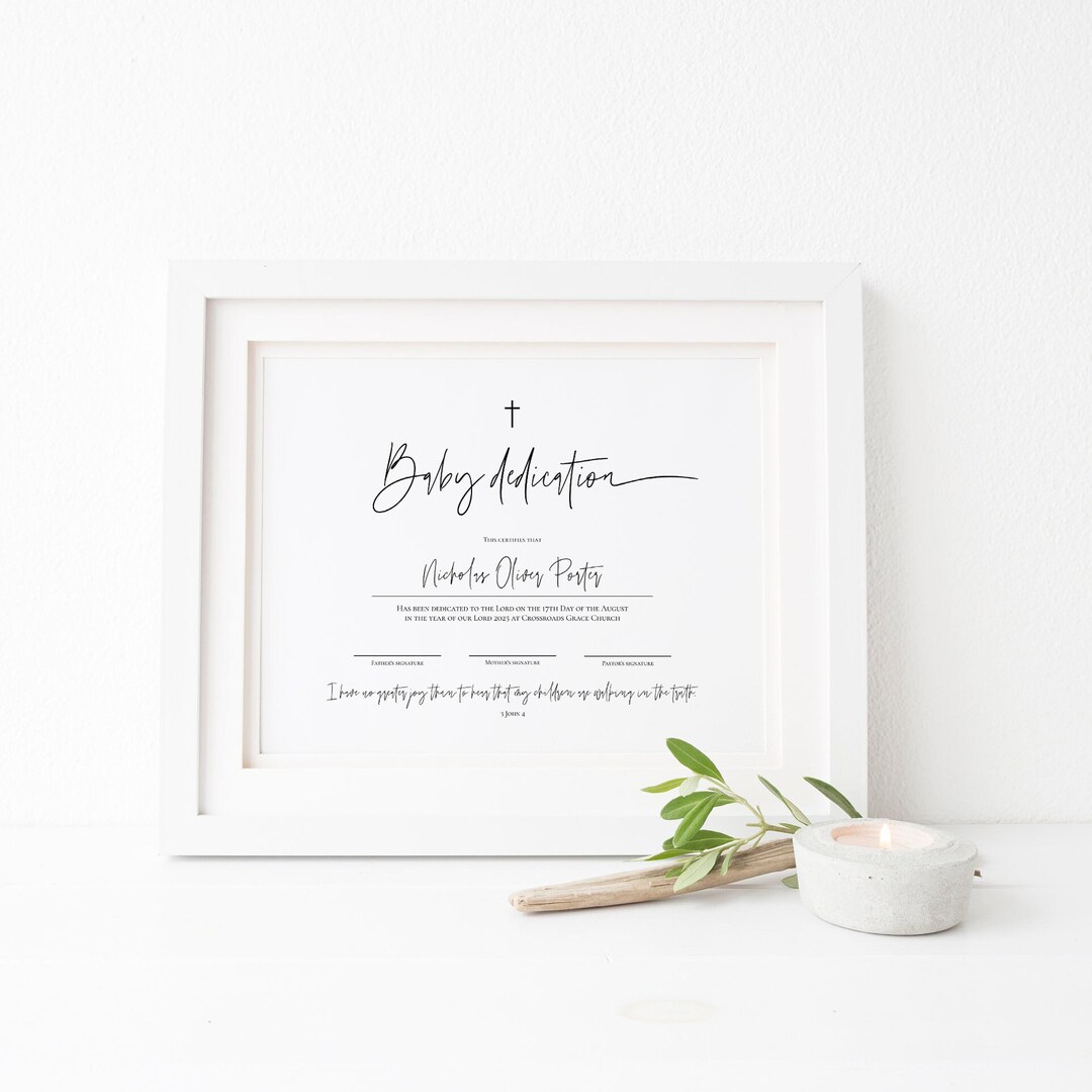 Baby Dedication Certificate Template Download Minimalist Child ...