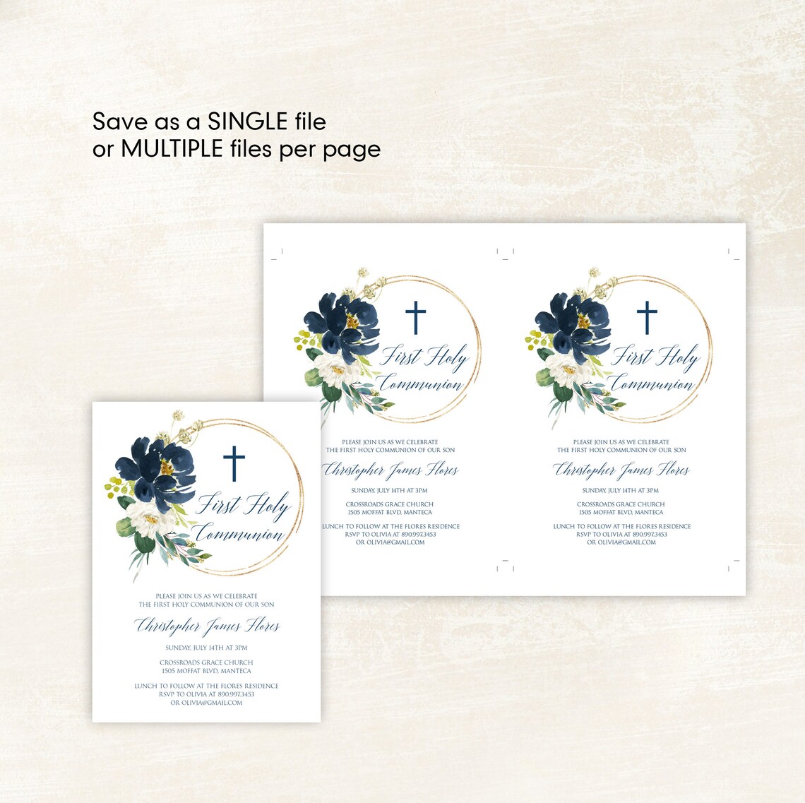 First Communion Invitation Template Boy First Communion | Etsy