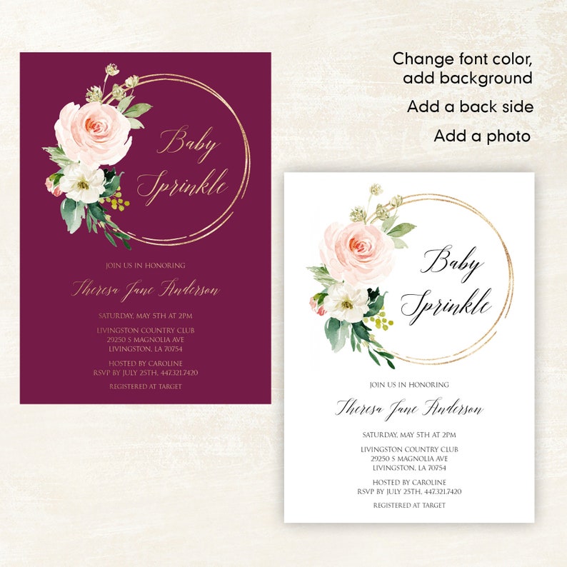 Baby Sprinkle Invitation Template Girl Baby Sprinkle - Etsy