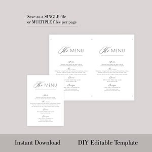 Simple Menu Card Template, Minimal Menu Card, 100% Editable, Dinner ...