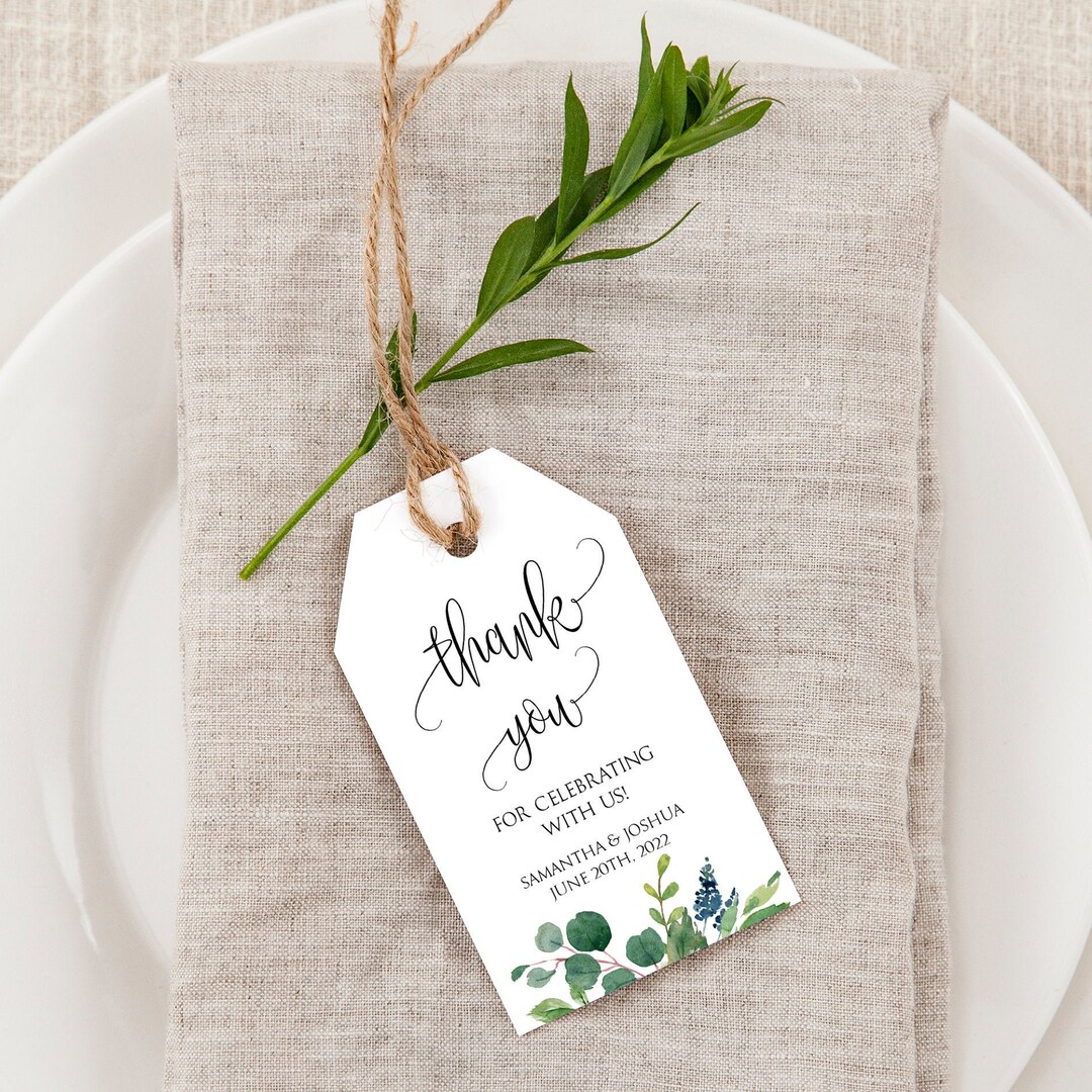 Greenery Thank You Tag, Favor Tag Printable, Wedding Thank You Tag ...