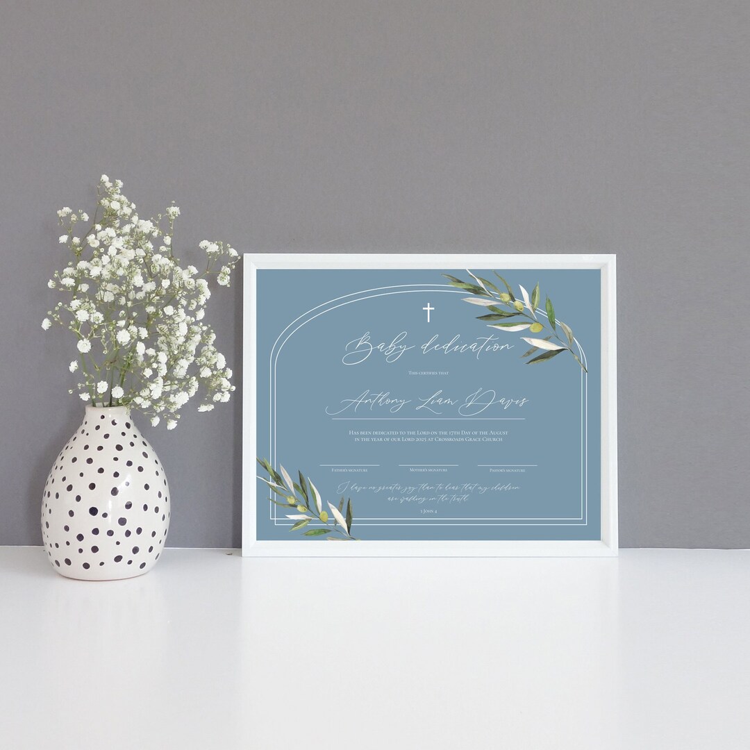 Baby Dedication Certificate Template Editable Child Dedication With ...