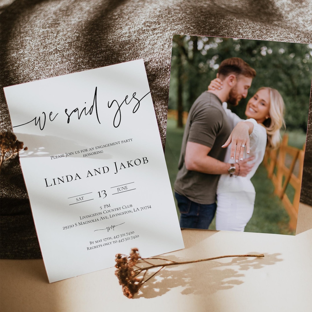 We Said Yes Invitation Minimalist Engagement Invitation Template We Are ...