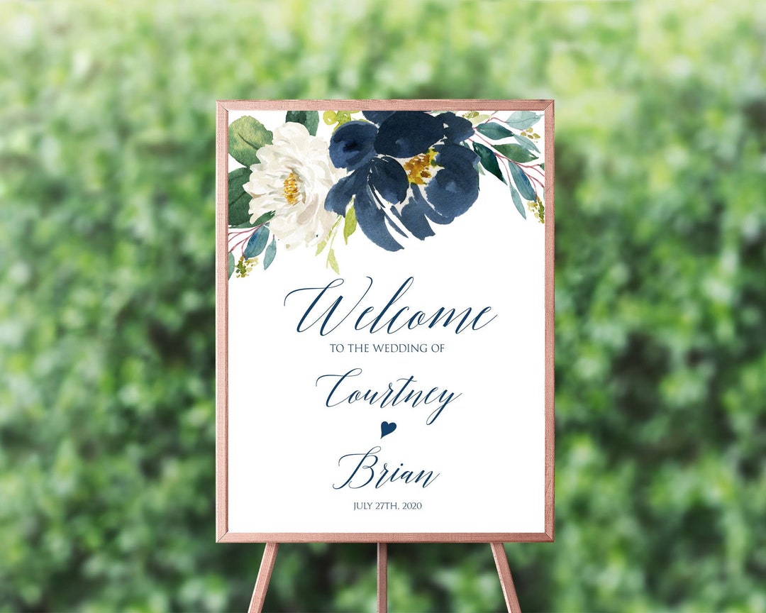 Navy Wedding Welcome Sign, Welcome Sign, Navy Welcome Sign, Templett ...