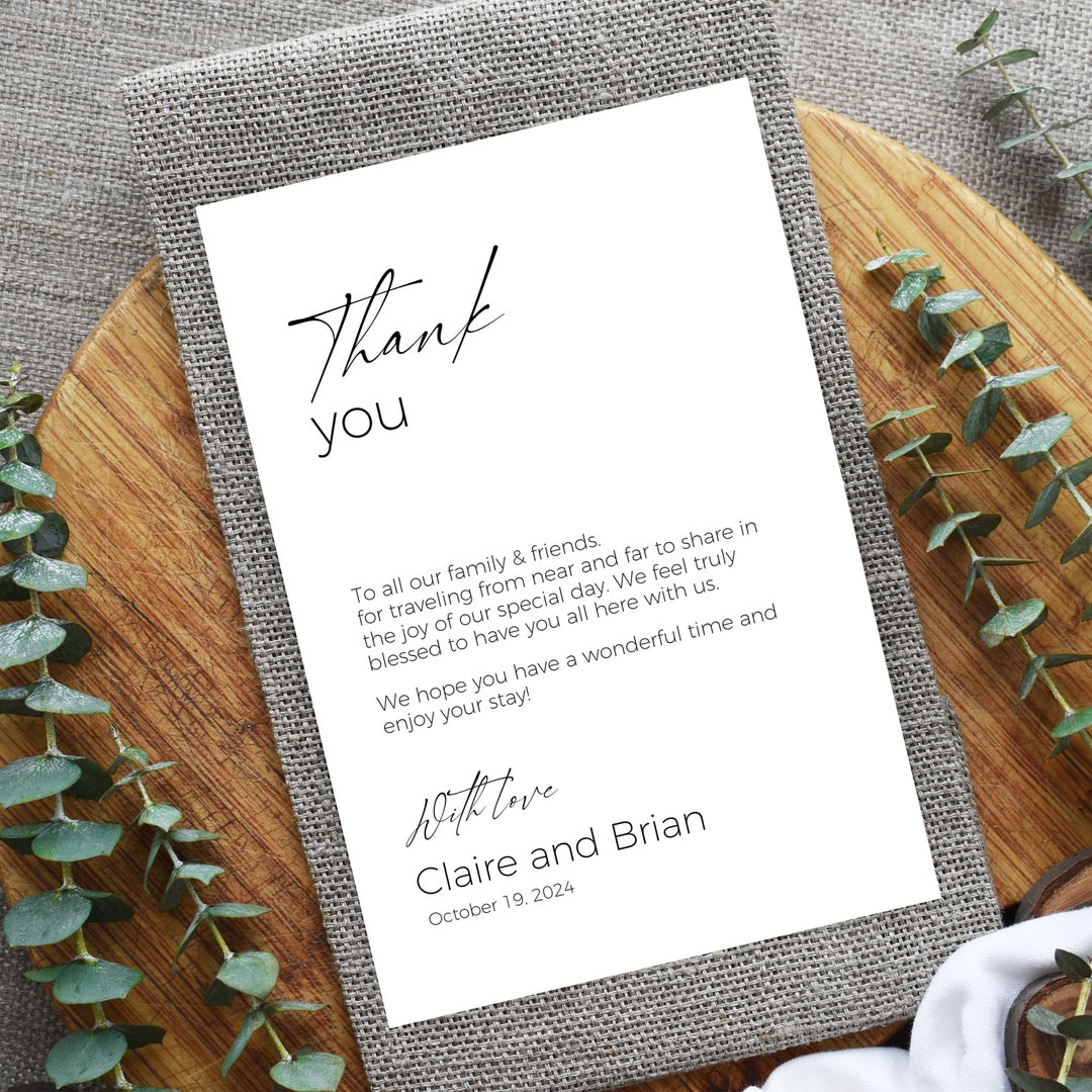 Modern Thank You Note Template 100% Editable Simple Thank - Etsy