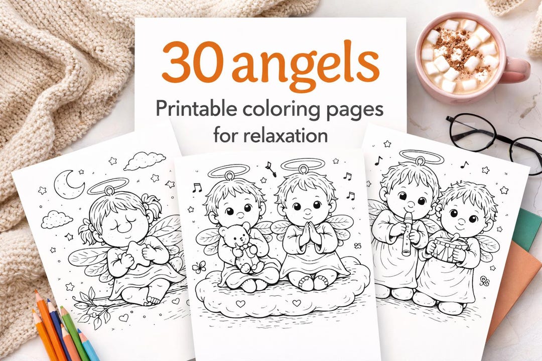 Angel Coloring Book for Kids (and Adults ;) - 30 Printable Angel ...