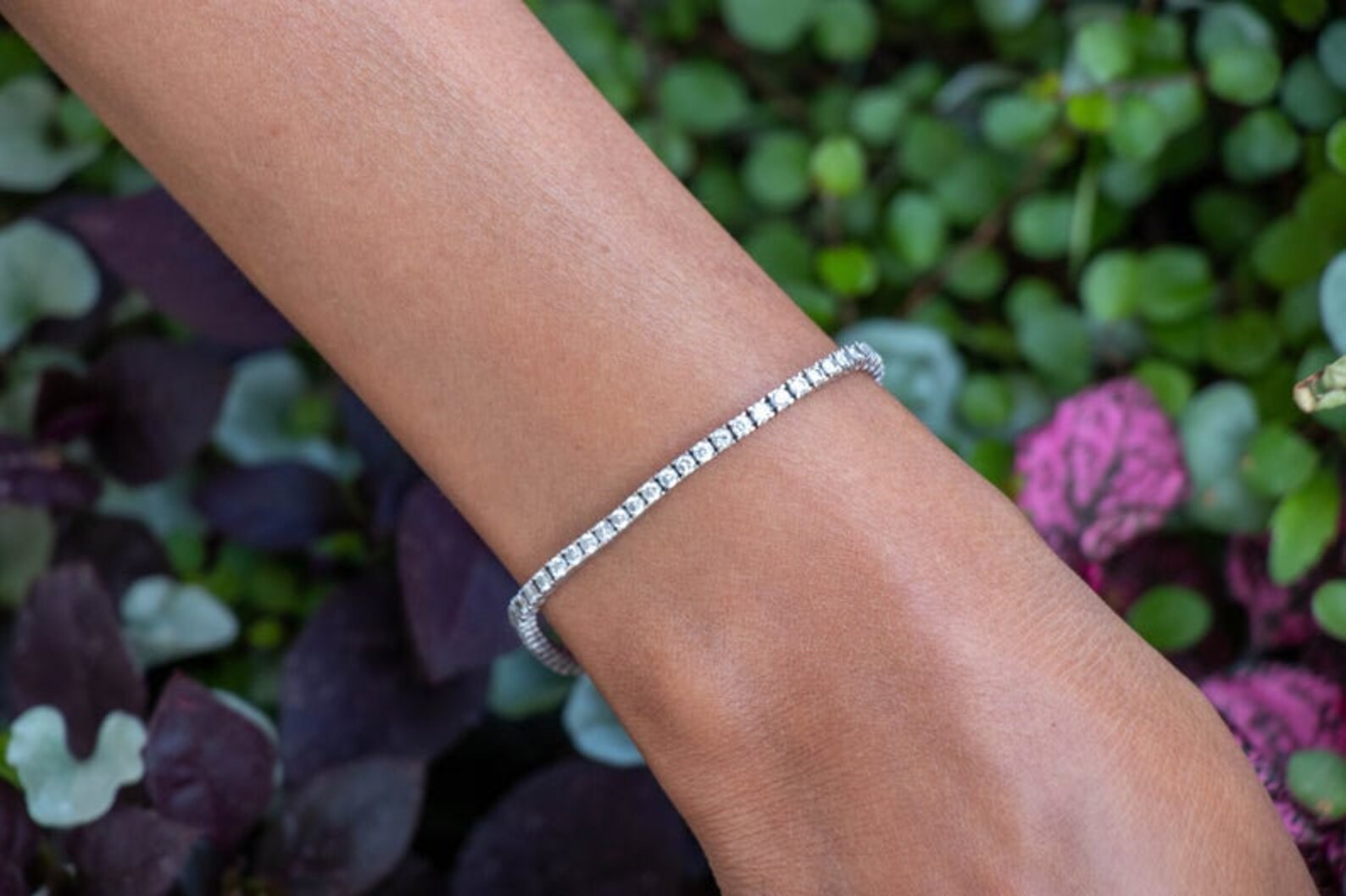 Moissanite Tennis Bracelet In Sterling Silver Moissanite Etsy