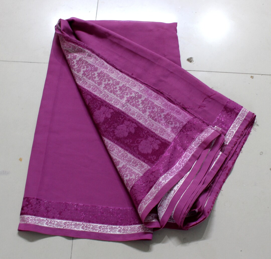Vintage Sari Old Saree Traditional Sari Georgette Sari Pink Sari Drapes ...