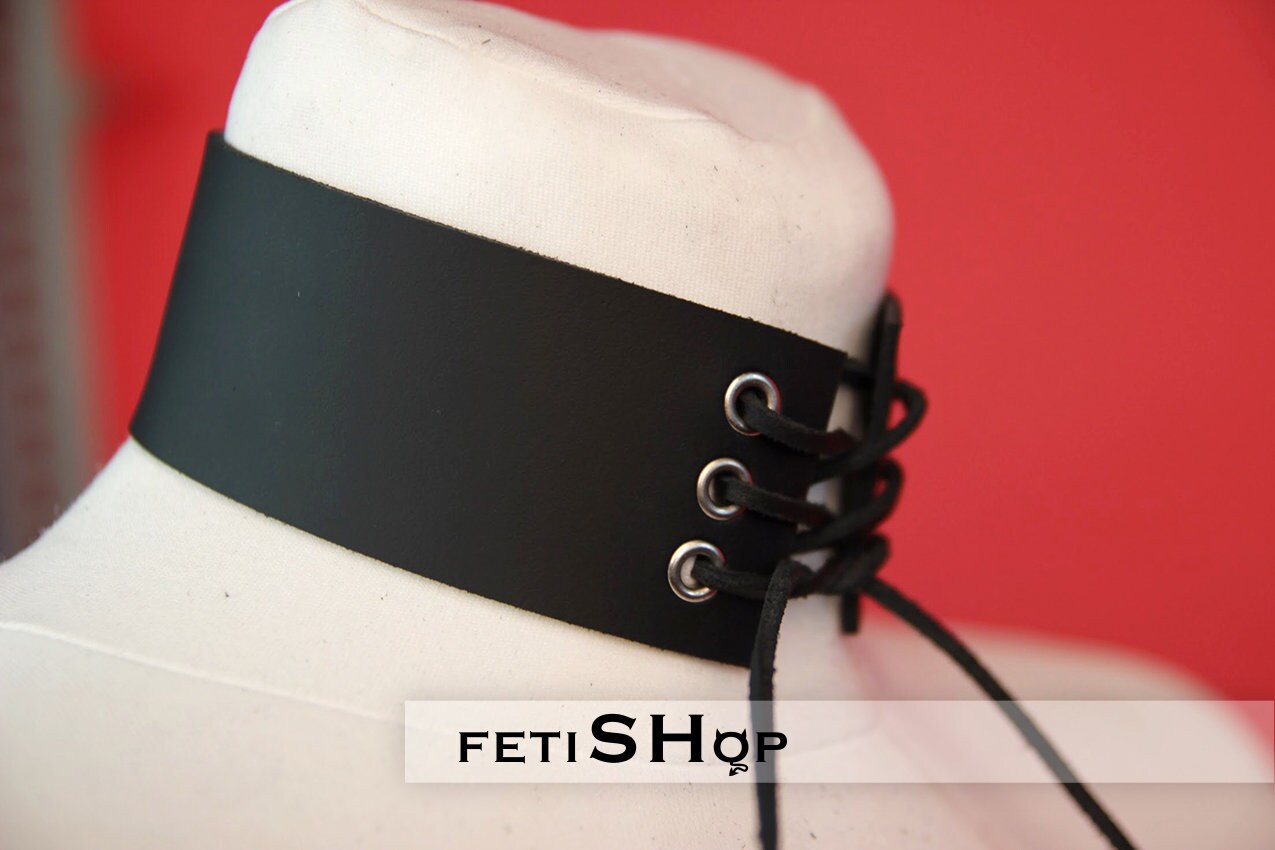 Leather Wide Lace up Collar sadie Lace Bdsm - Etsy